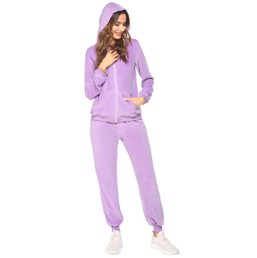 High Quality Aoyema Fashion Custom Velour Lady Tracksuit For Women Crop ...