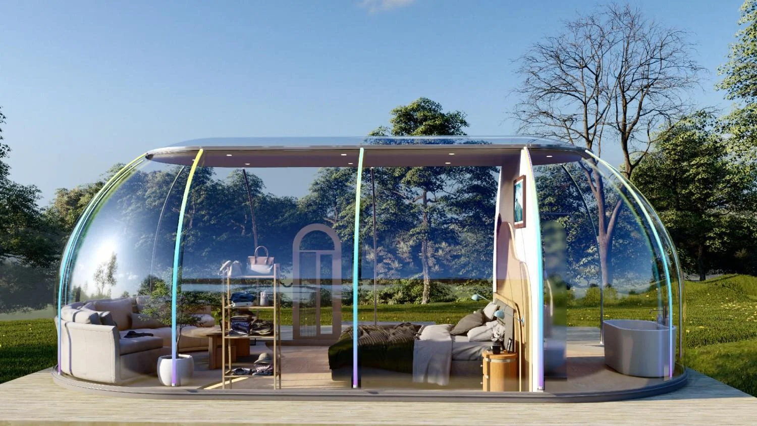 3x6m Outdoor Glamping Capsule Dome Clear Pc Geodesic Tent Transparent ...