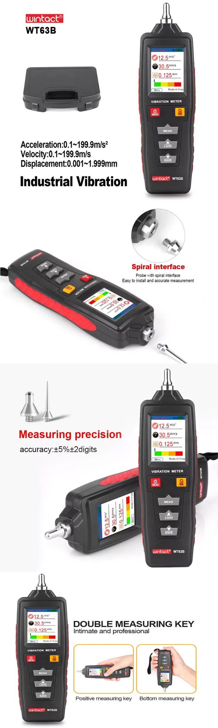 Wintact WT63B Portable Vibration Meter - Precision & Custom Support