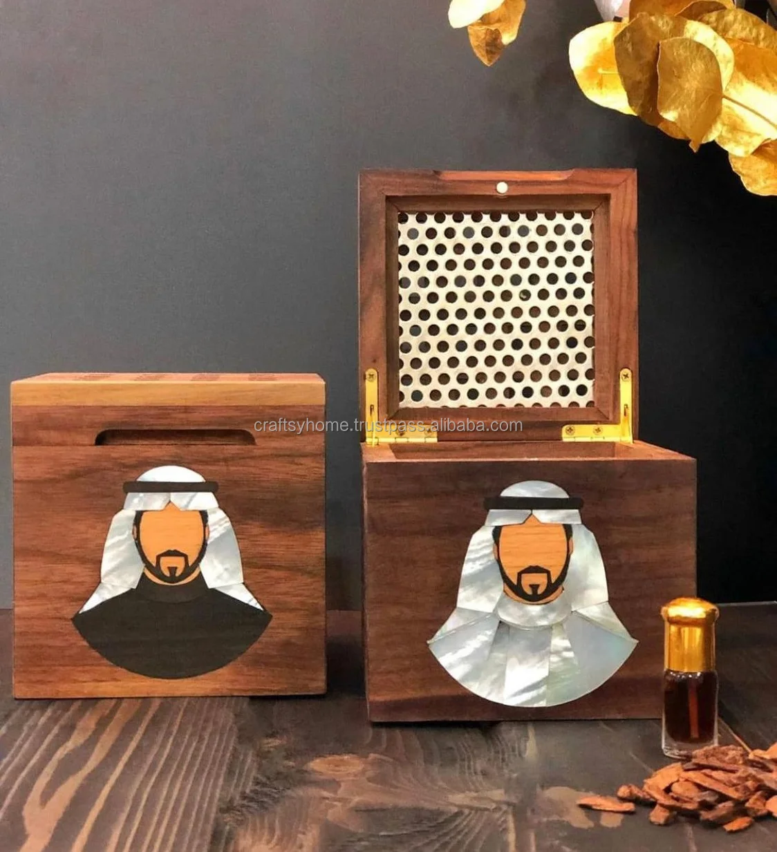 New Arrived 2022 Luxury Portable Bakhoor Muslim Wooden and MOP Inlay ...