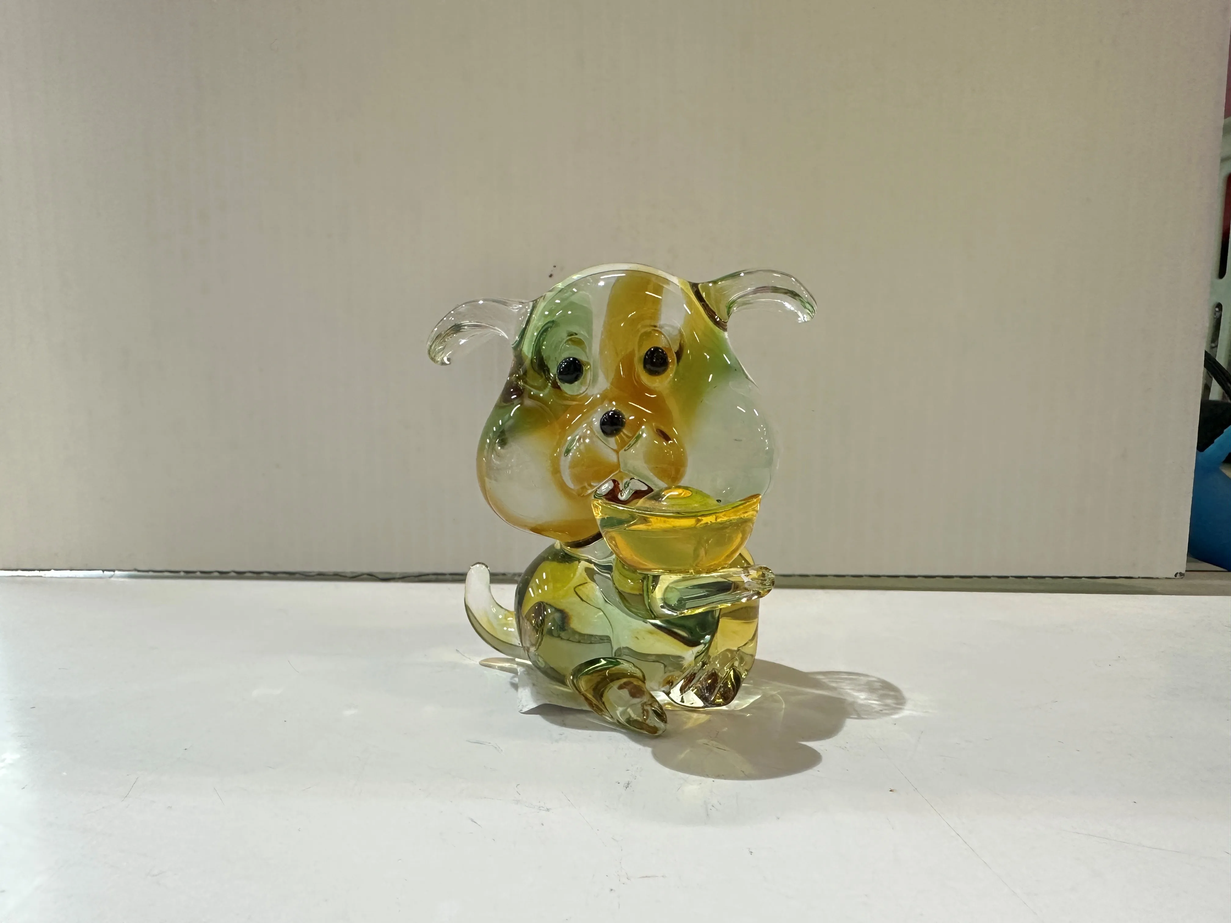 Colorful Handmade Folk Art Religious Glass Dog Ornament-Wealth Treasure ...