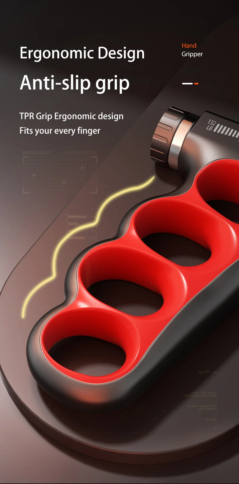 Anti-slip Adjustable Smart Hand Gripper 11-220lb Resistance Exercise ...