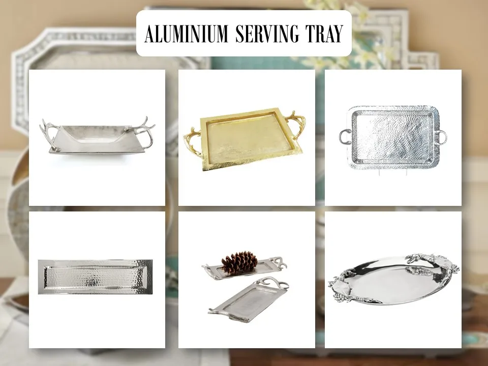 Aluminum Serving Tray Rectangle Shape Handmade Designer Platter Classic ...