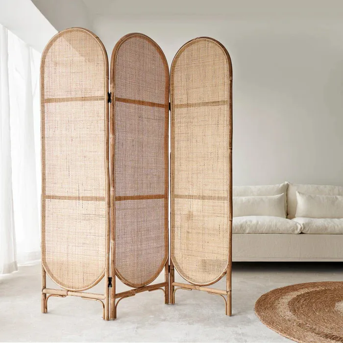 Eco-friendly Movable Rattan Room Dividers for Living Room