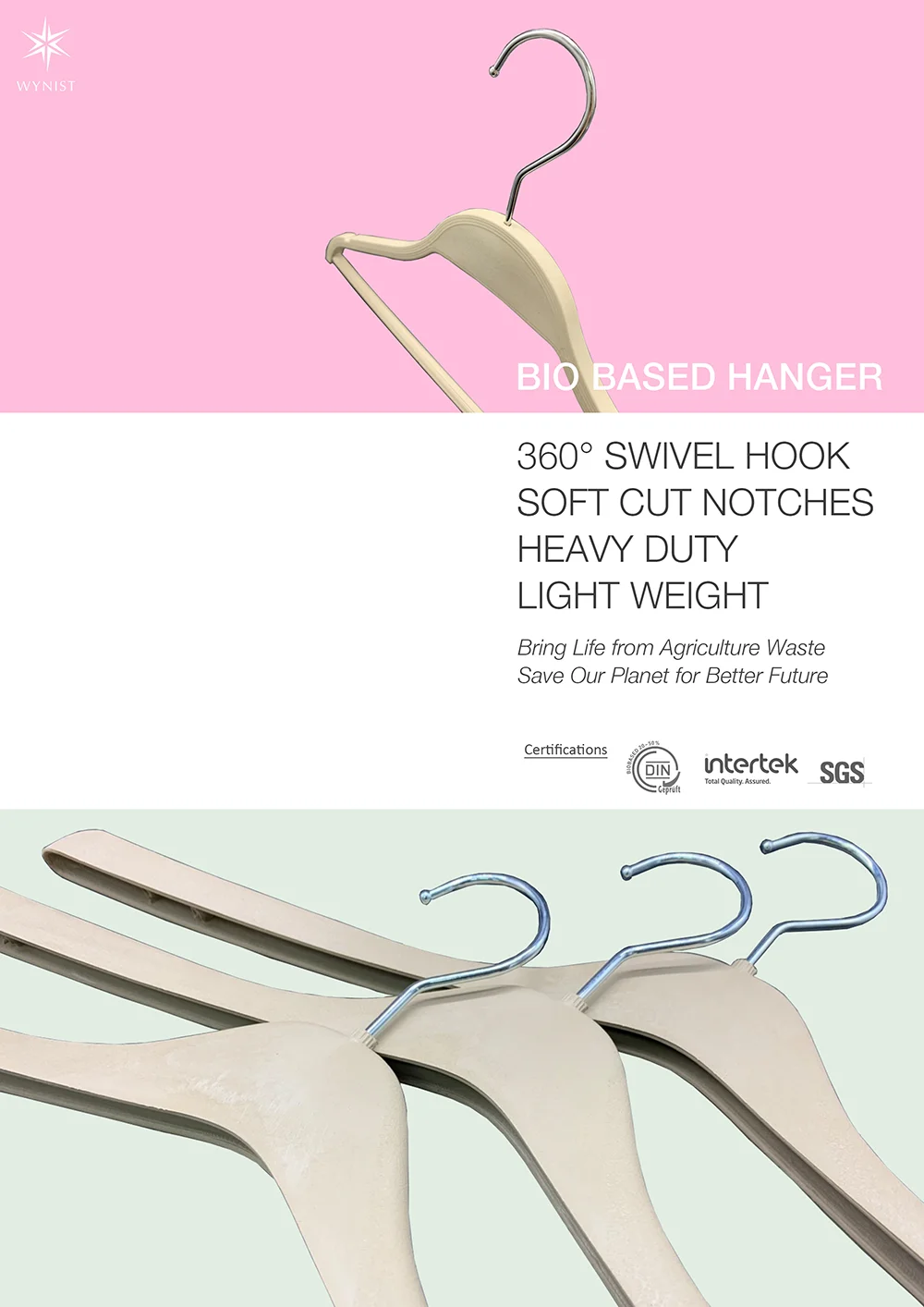 Customize Logo Sustainable Wheat Straw Recycle Hanger Biodegradable Eco ...