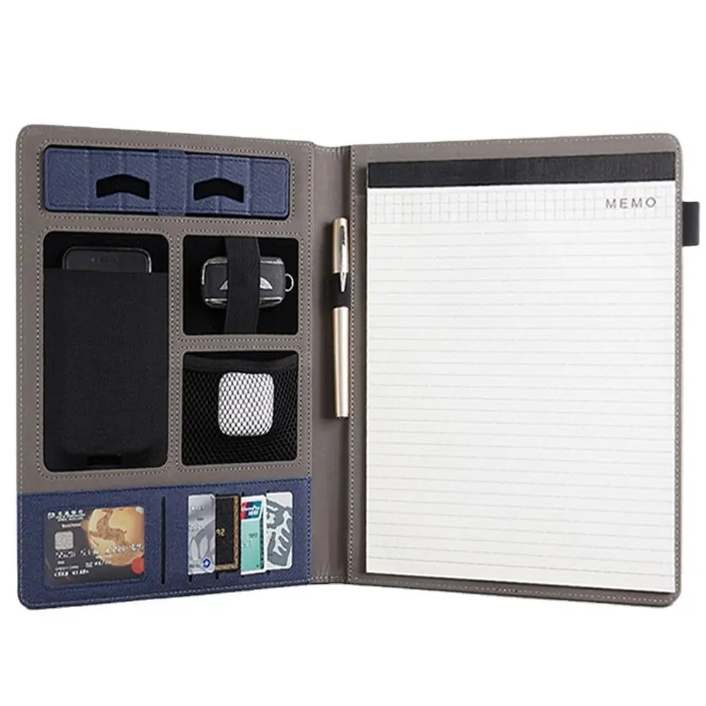 School Binder Custom File Filler Folder A4 PU Leather Document Bag ...