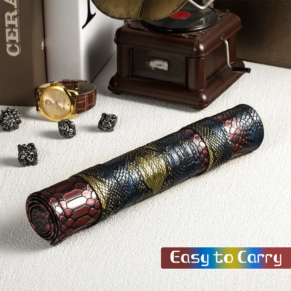 Custom DND Dice Tray - Dragon Scale PU Leather & Velvet