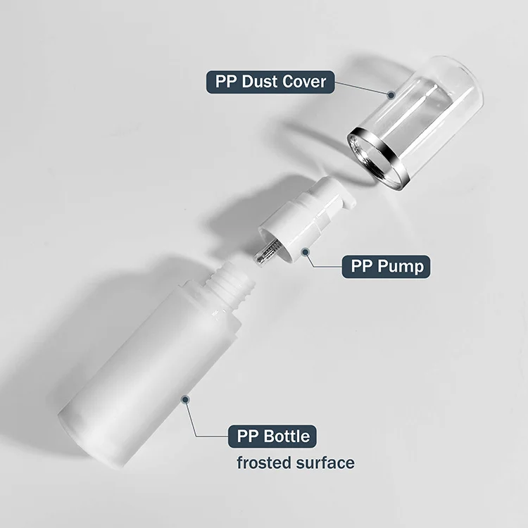 30ml Pp Matte Airless Bottle With Clear Lid - Buy 15ml Small Cosmetic Airless Pump Bottle For ...