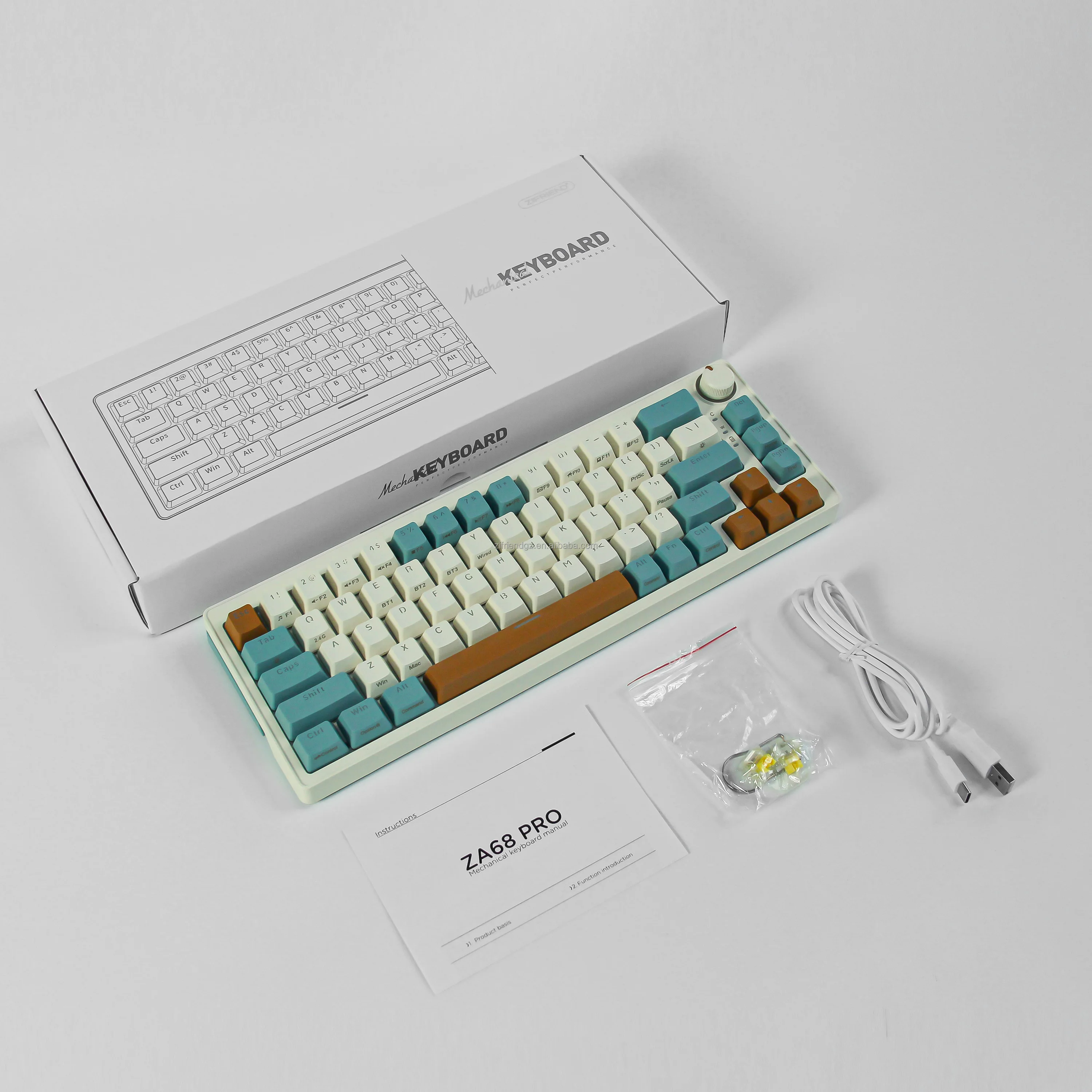 ZIFRIEND ZA68 Wireless 60% Mechanical Hot Swap RGB Gaming Keyboard ...