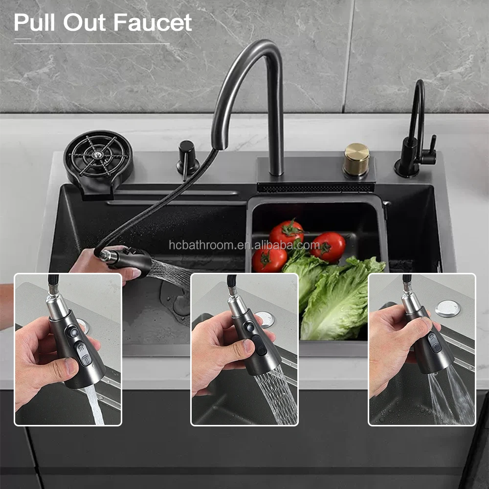 Modern Multifunctional Single Bowl Kitchen Sink - Stainless Steel