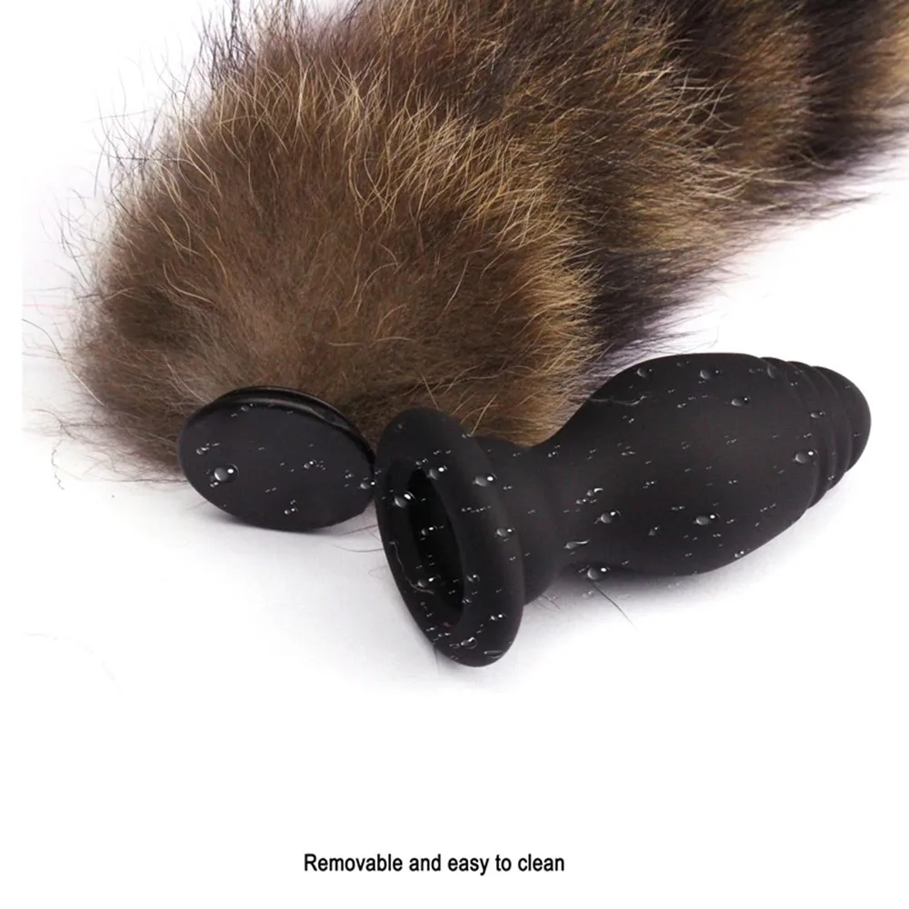 Silicone 10-frequency Vibration Remote Control Simulated Fox Tail Male ...