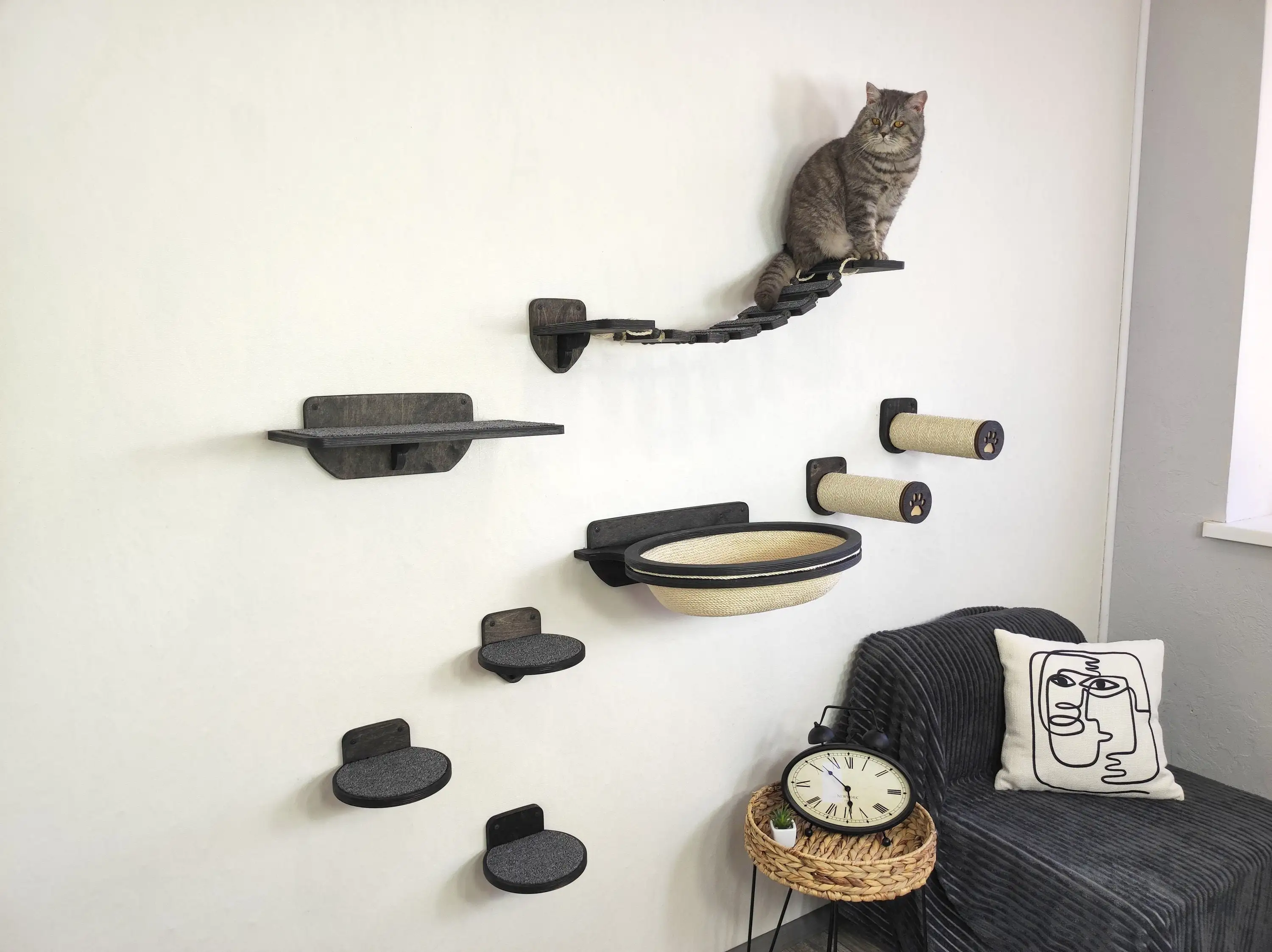 Hostk Customized Cat Wall Shelves Wall Furniture For Pet Cats Bamboo ...