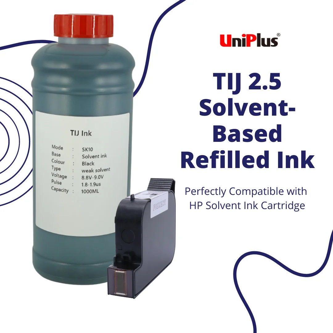 Uniplus Tij 2.5 Fast-dry Solvent Based Black Ink Refill Ink 1000ml One Bottle For 2580 2588 2590 ...