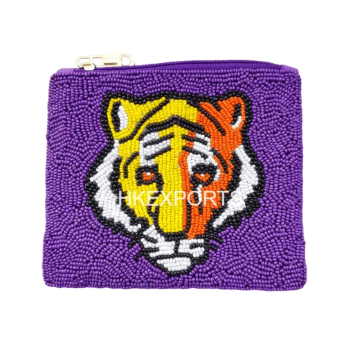 LSU Geaux Tigers Beaded Coin Purse - College Game Day Accessory