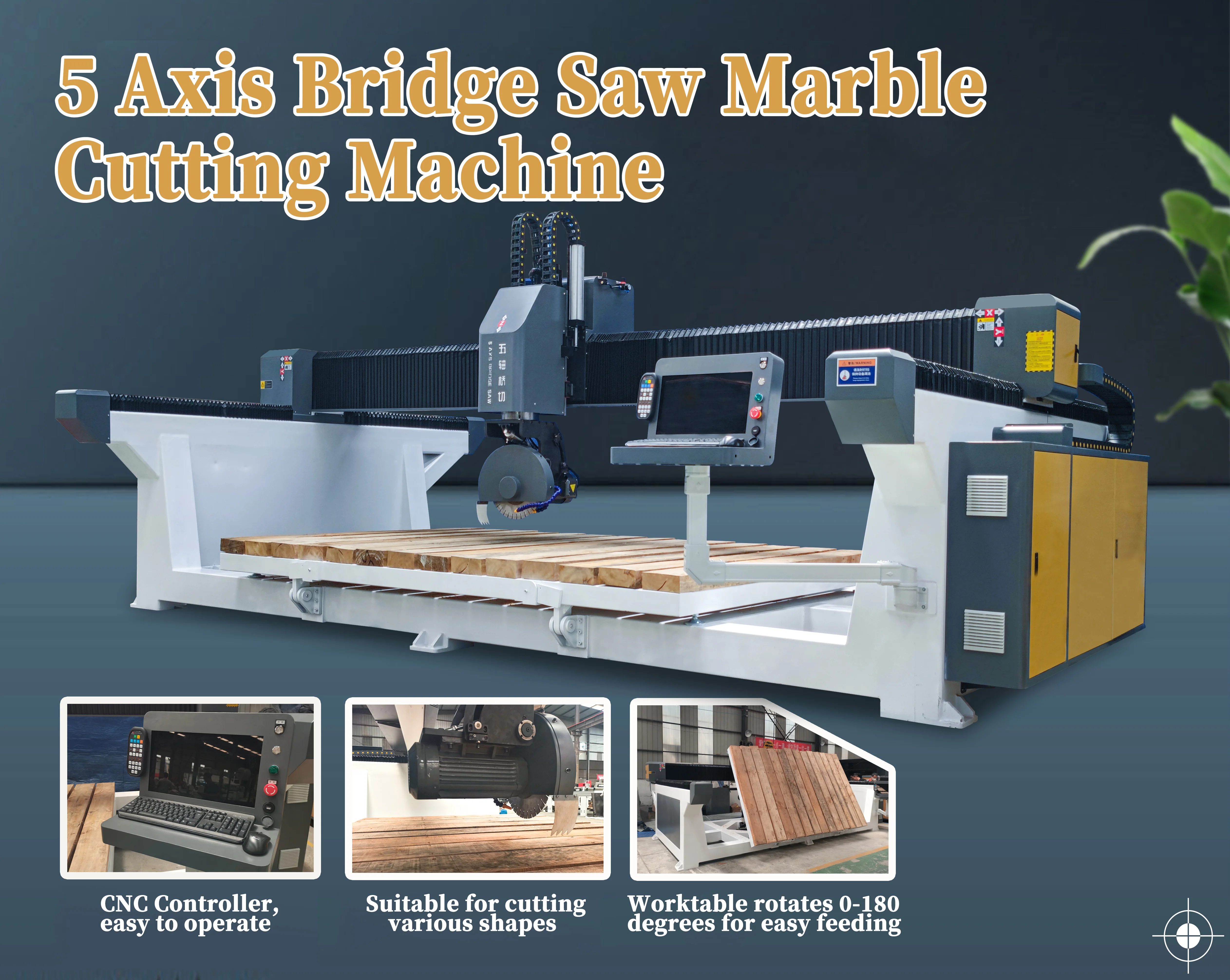 5 Axis Granite Cnc Bridge Saw Stone Cutting Machine for Bridge Saw Cnc ...