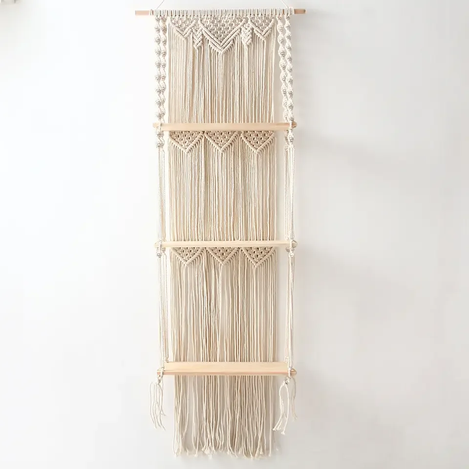 Hanging Decor Macrame Display Boho Tapestry Shelf Racks Wall Storage ...