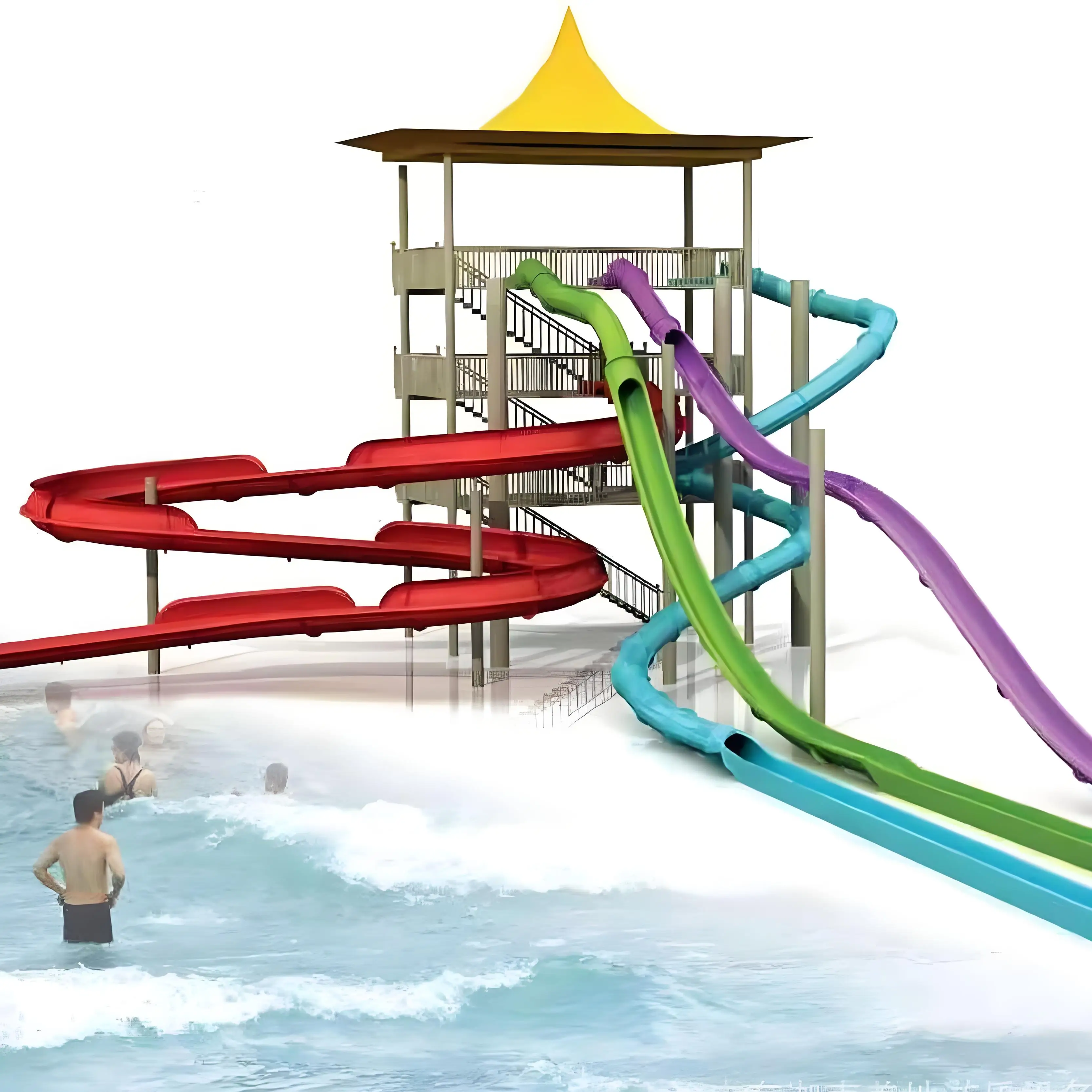 Large water park slide fiberglass slide entertainment venue amusement ...