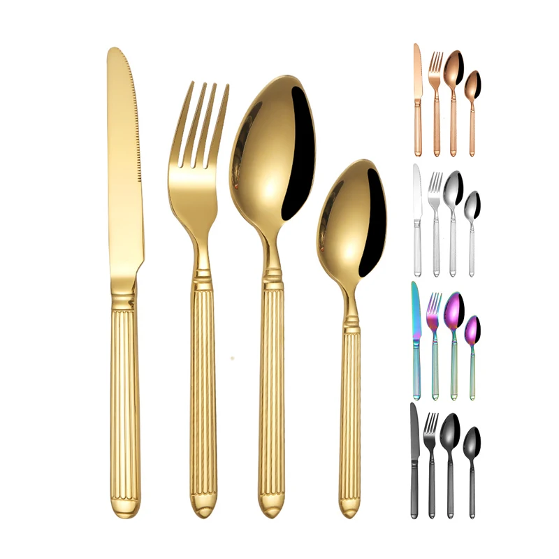Wholesale Royal Vintage Flatware Set Striped Handle Dinner Spoon and ...