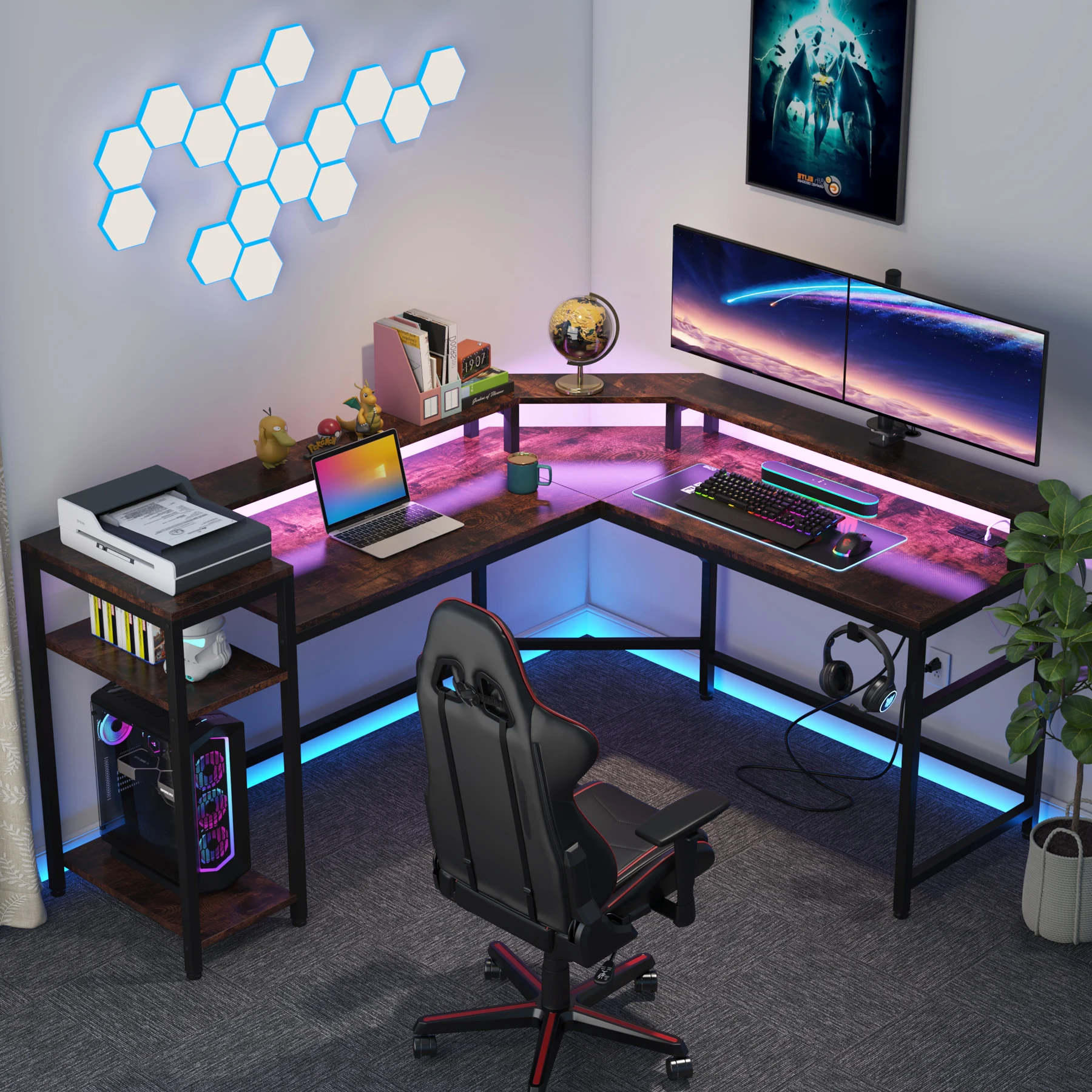 L-shaped Large Corner Desktop Computer Pc Big Workstation Gaming Desk ...