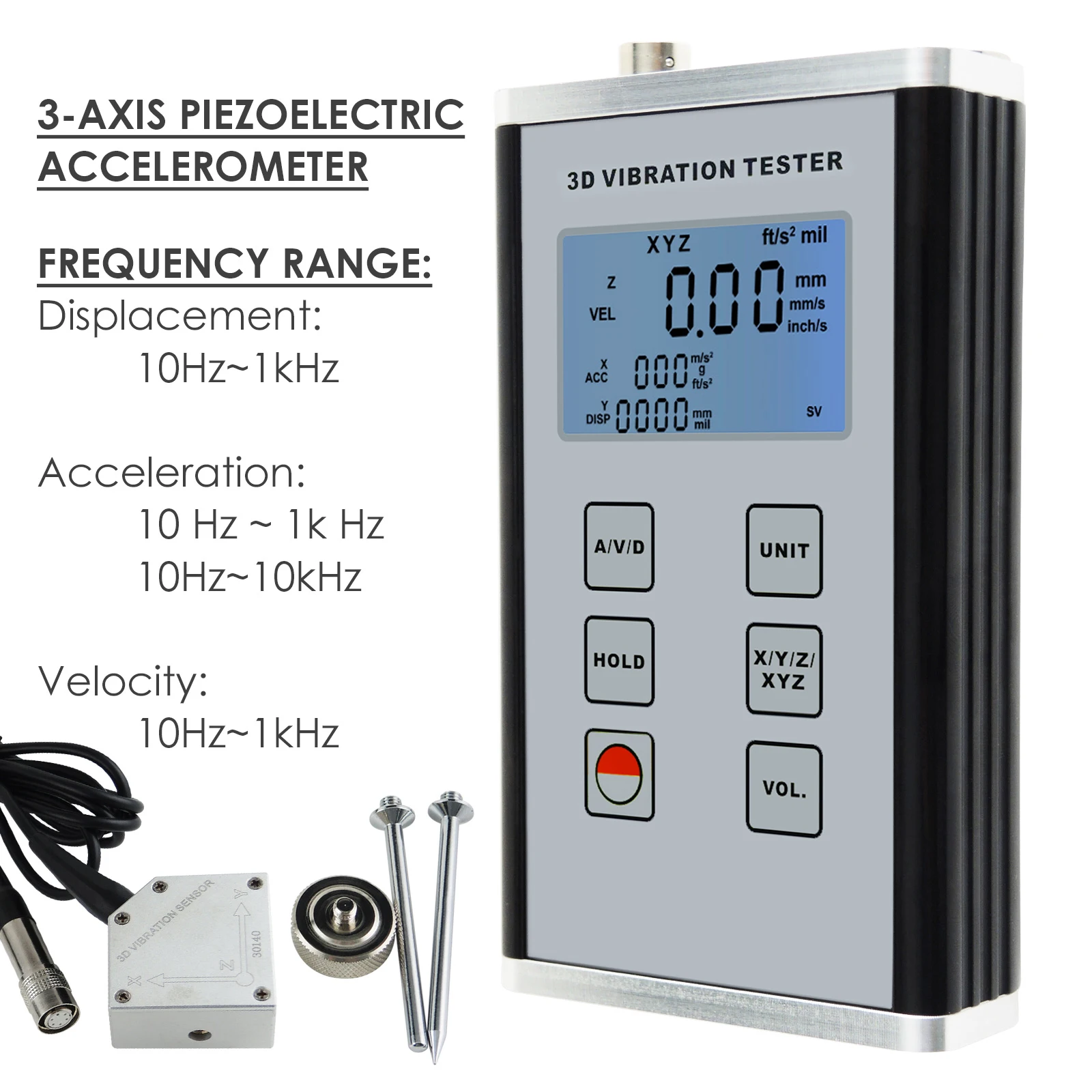 3-axis Piezoelectric Vibration Meter - Precision & Custom Support