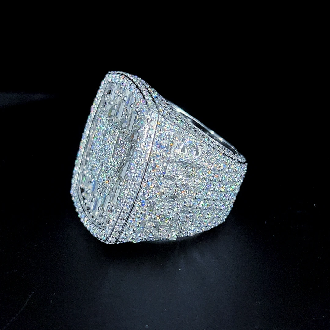 Iced Out Personalized Name Rings For Men Vvs Moissanite Diamond Initial ...