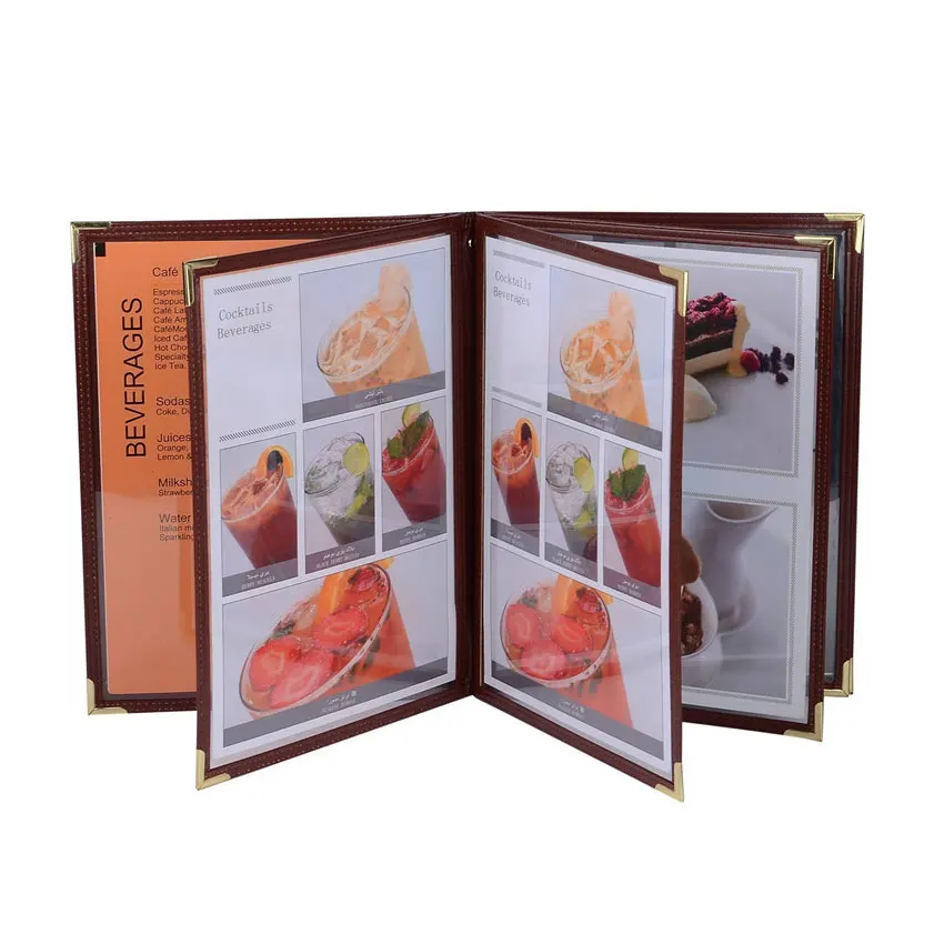 Personalized Restaurant Menu Folder Binder - Custom Leather