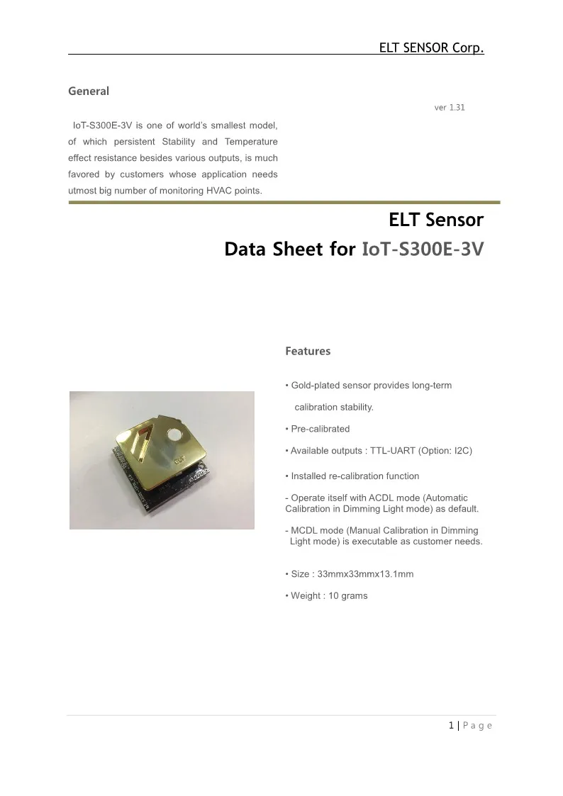 Elt Sensor Iot-s300ea-3v Made In Korea It Persistent Stability And Temperature Effect Resistance ...