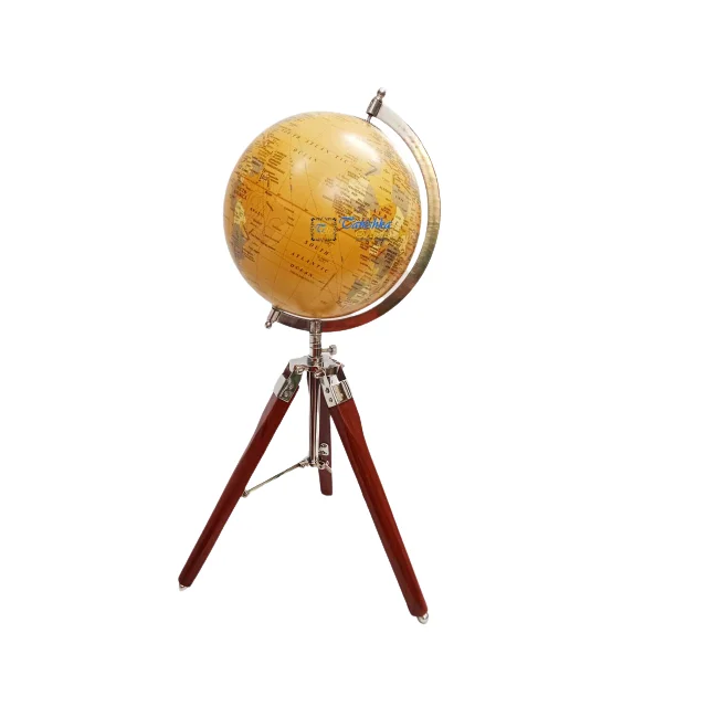 Decorative World Earth Globe With Tripod Wooden Stand Metal Made ...