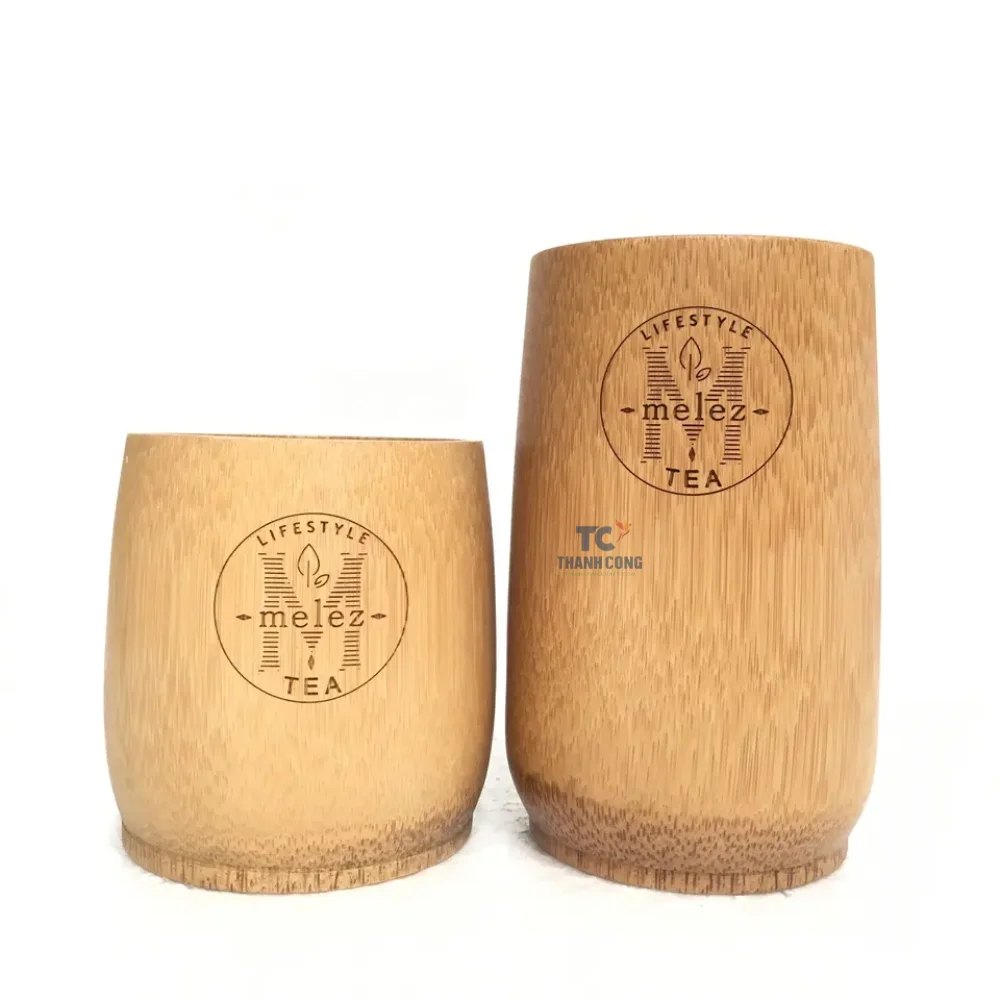 Eco-friendly Bamboo Cups - Natural, Engraved, and Stocked