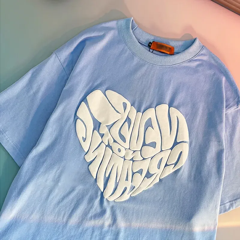 High Quality Custom 3d Puff Printing Logo Men Pullover T Shirt 100% ...