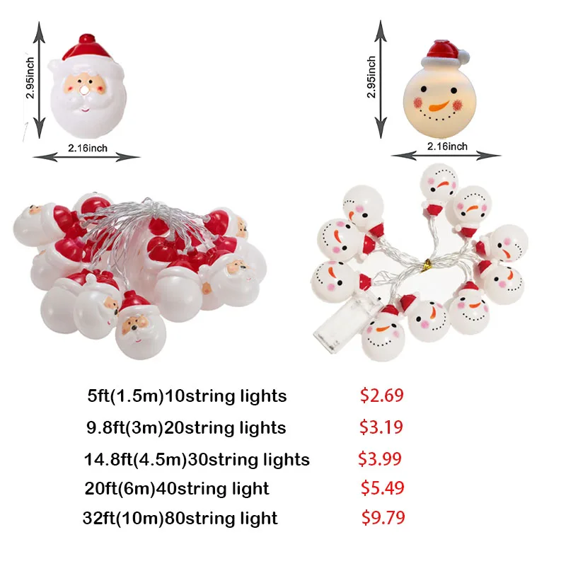 Santa Head Light Set,Christmas Santa Claus String Lights Waterproof ...