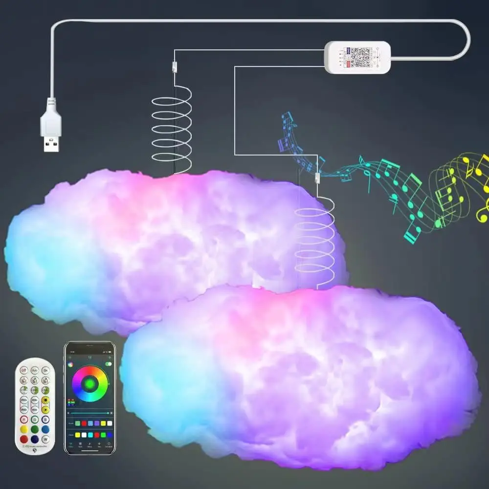 3D LED Cloud Lightning Lamp - Multicolor DIY Decor