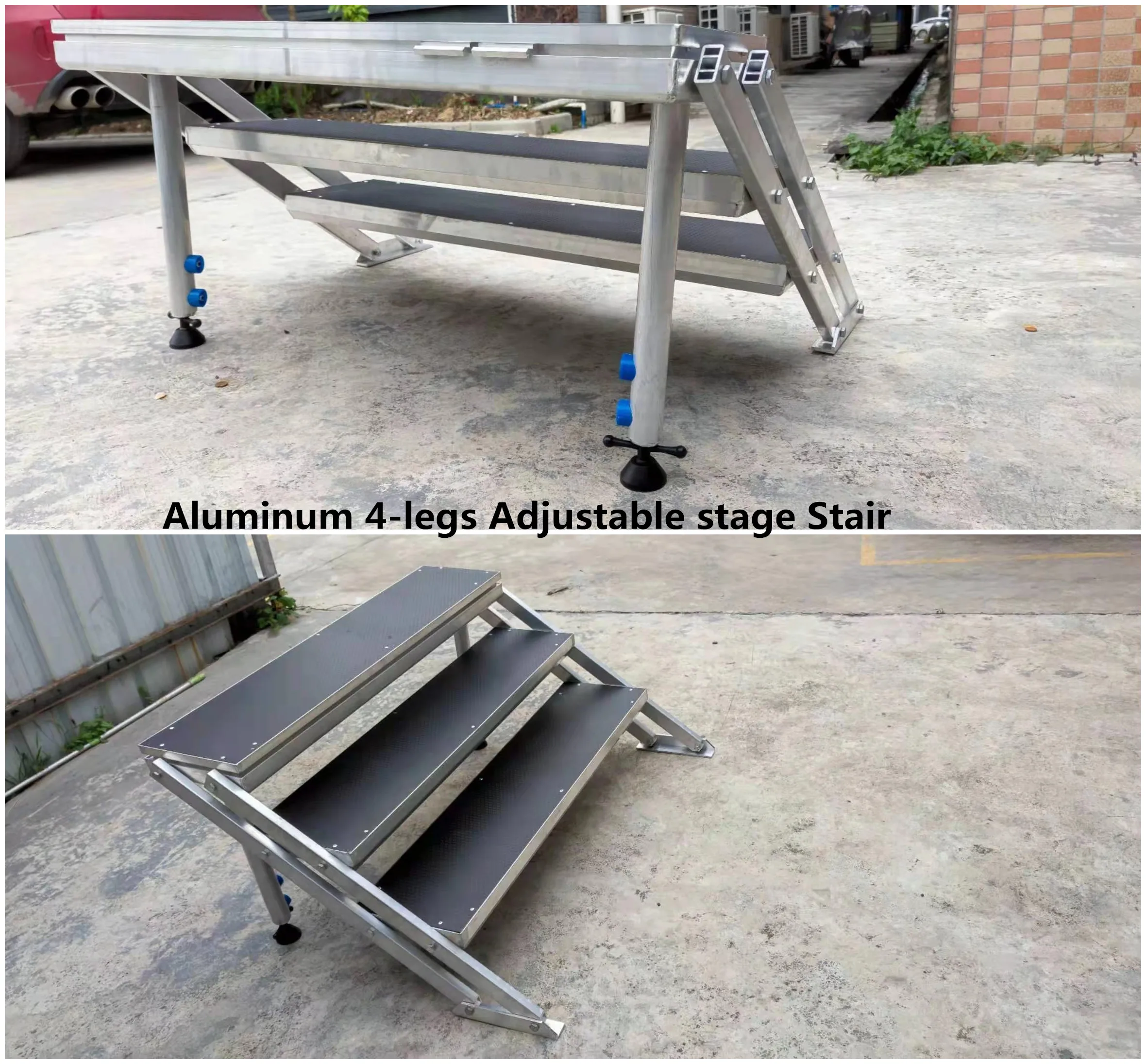 Easy Install Portable Folding Stage Stairs with Guardrails