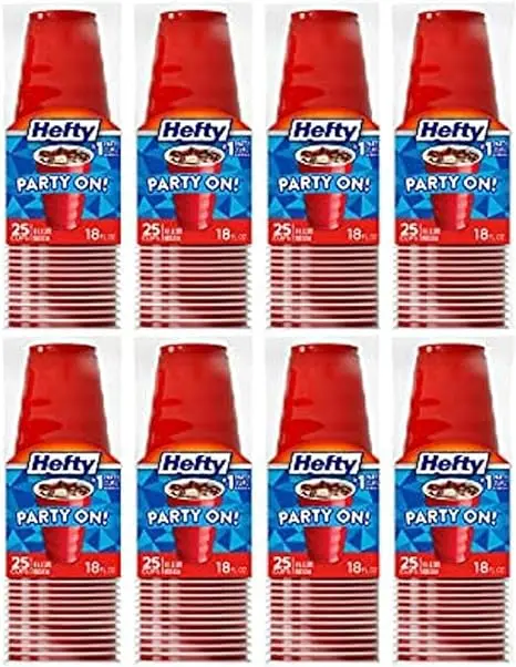 Hefty Party On Disposable Plastic Cups,Red,18 Ounce 200 Count - Buy ...