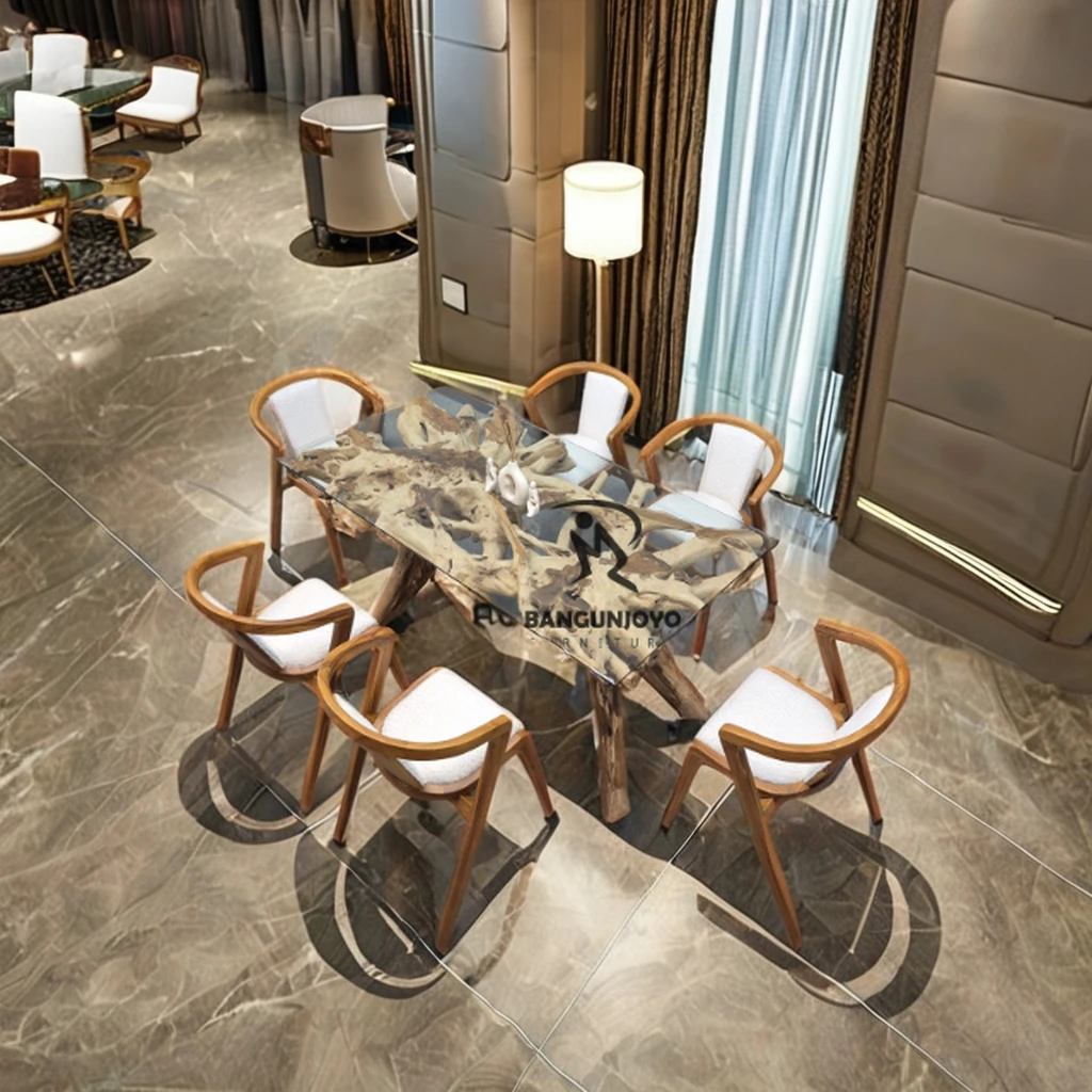 Luxury Teak Root Dining Table 6 8 10 Seater Dining Room Furniture Solid ...