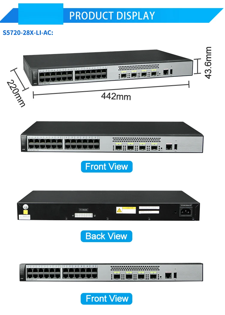 Ethernet Switch S5720-28x-li-ac S5700 Series 24*10/100/1000 Ports And 4*10gig + Ethernet Network ...