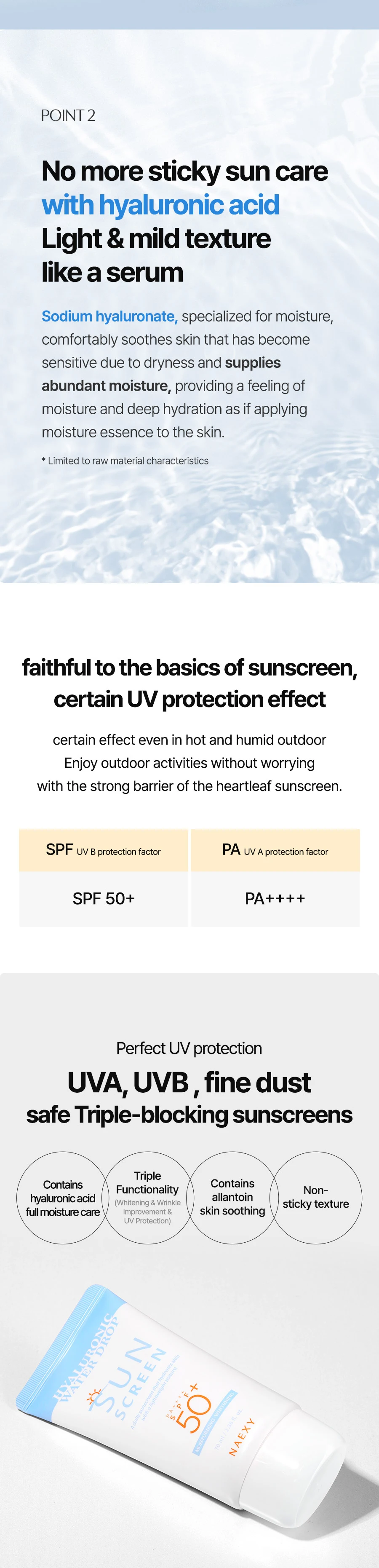 NAEXY HYALURONIC WATER DROP SUNSCREEN 70ml - High Moisture