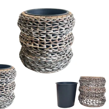 Curved Iron Frame Plant Pot With Durable Twisted Plastic Material ...