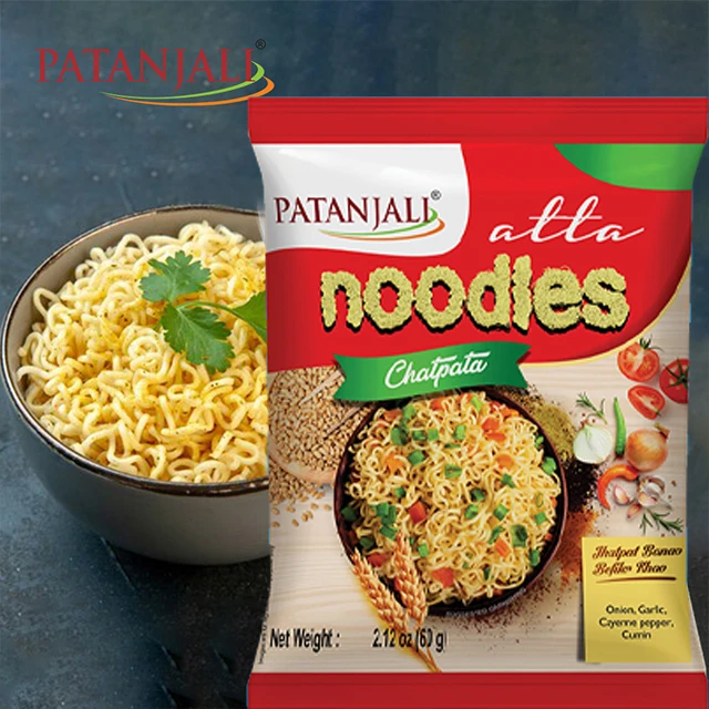 Patanjali Atta Noodles Chatpata 60g - Instant Spicy Noodles