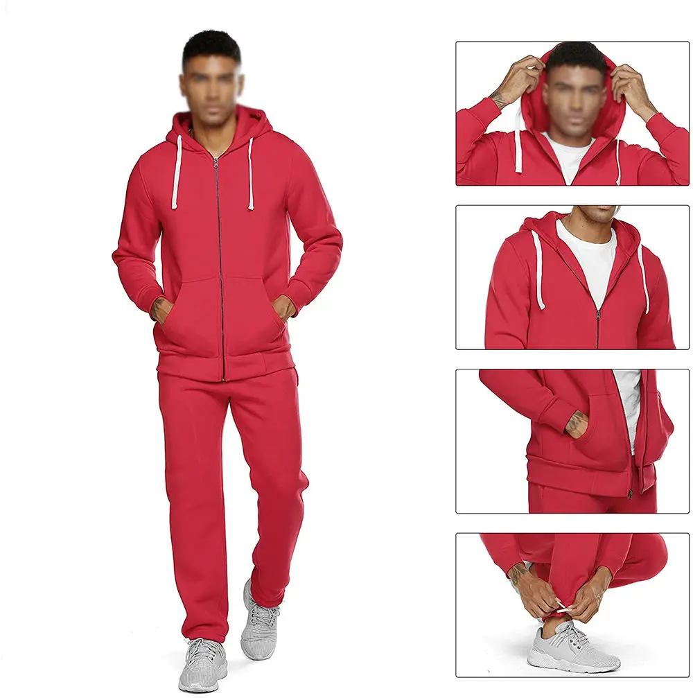 Top Fashion Trendy Tracksuits Custom Red Tracksuit Men French Sweatsuit ...