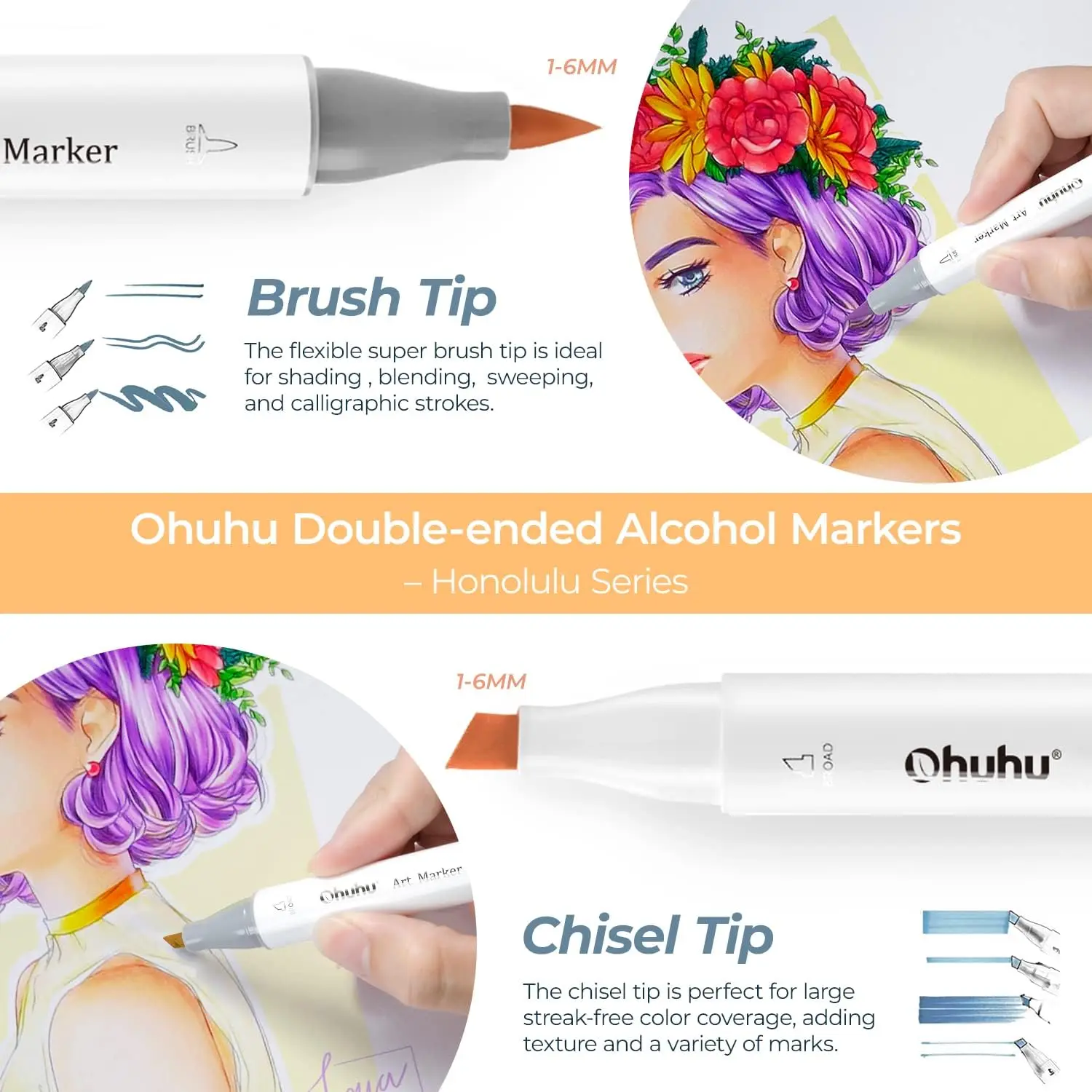 Alibaba.com: Ohuhu 320-color Alcohol Markers, Brush Tip Double Tipped ...