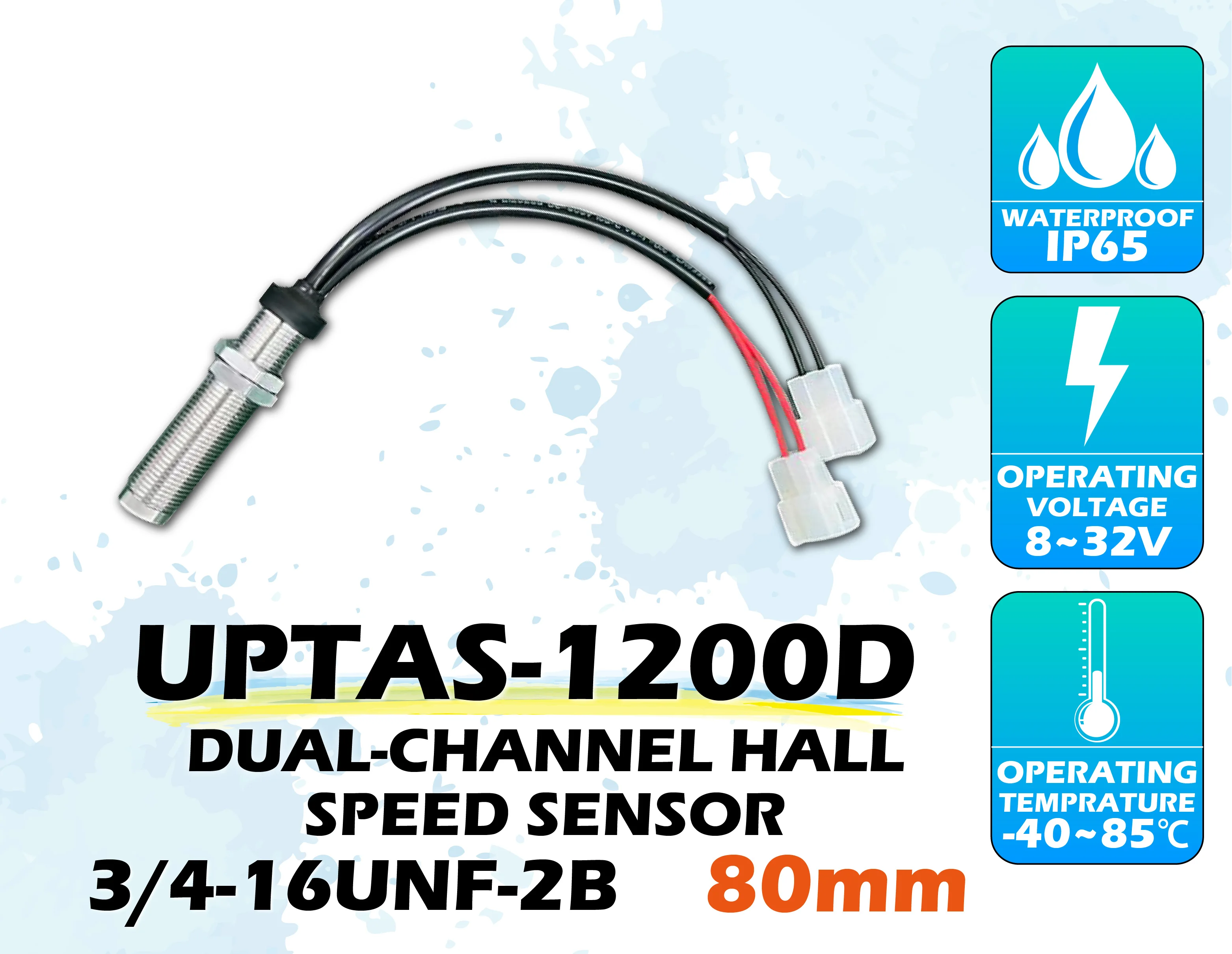 Dual-Channel Hall Speed Sensor 3/4-16UNF-2B Length 80mm Rotational ...