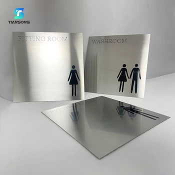 3m Adhesive/screw Metal Sign Stainless Steel House Number Sign Washroom ...