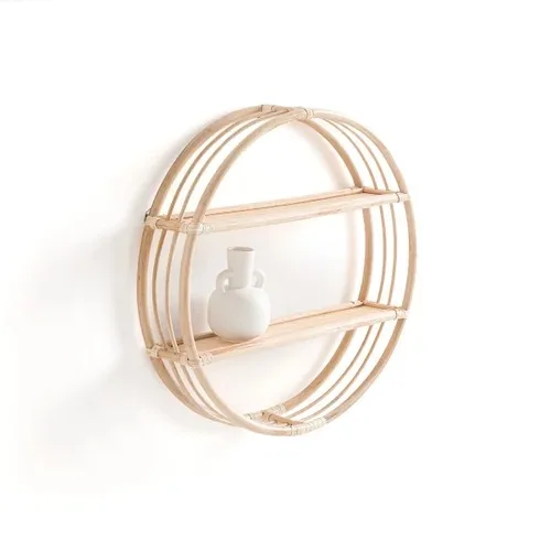 Elegant Rustic Round Rattan Storage Shelf And Book Shelf Home Decor ...