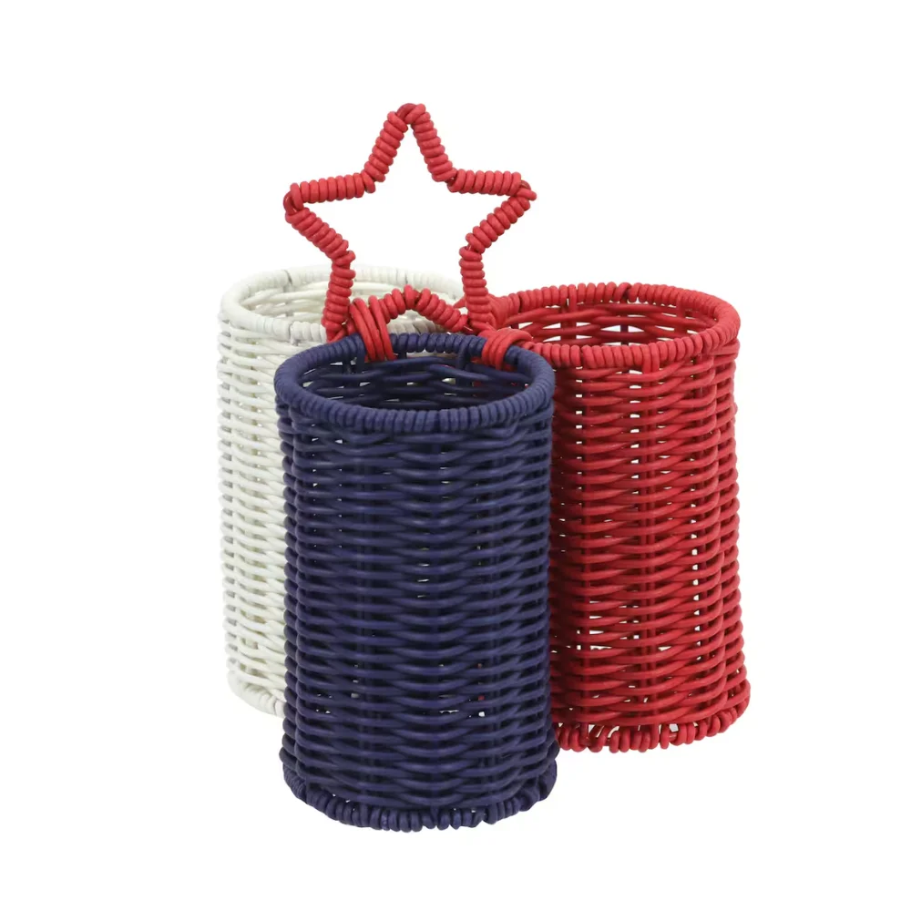 Handwoven eco-friendly rattan caddy for storing utensils America design ...