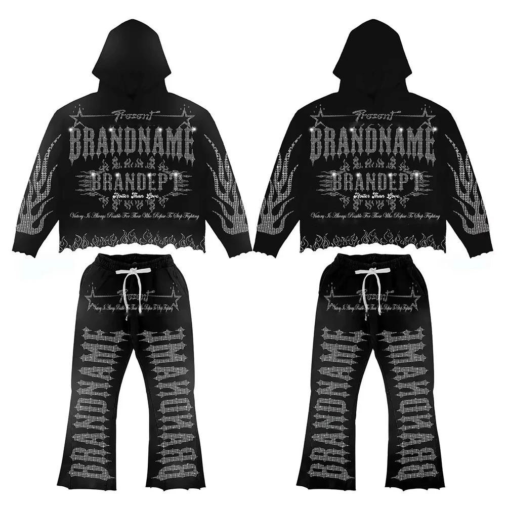 Oversized Men Sweatsuit Flared Sweatpants Latest sweat suits custom ...