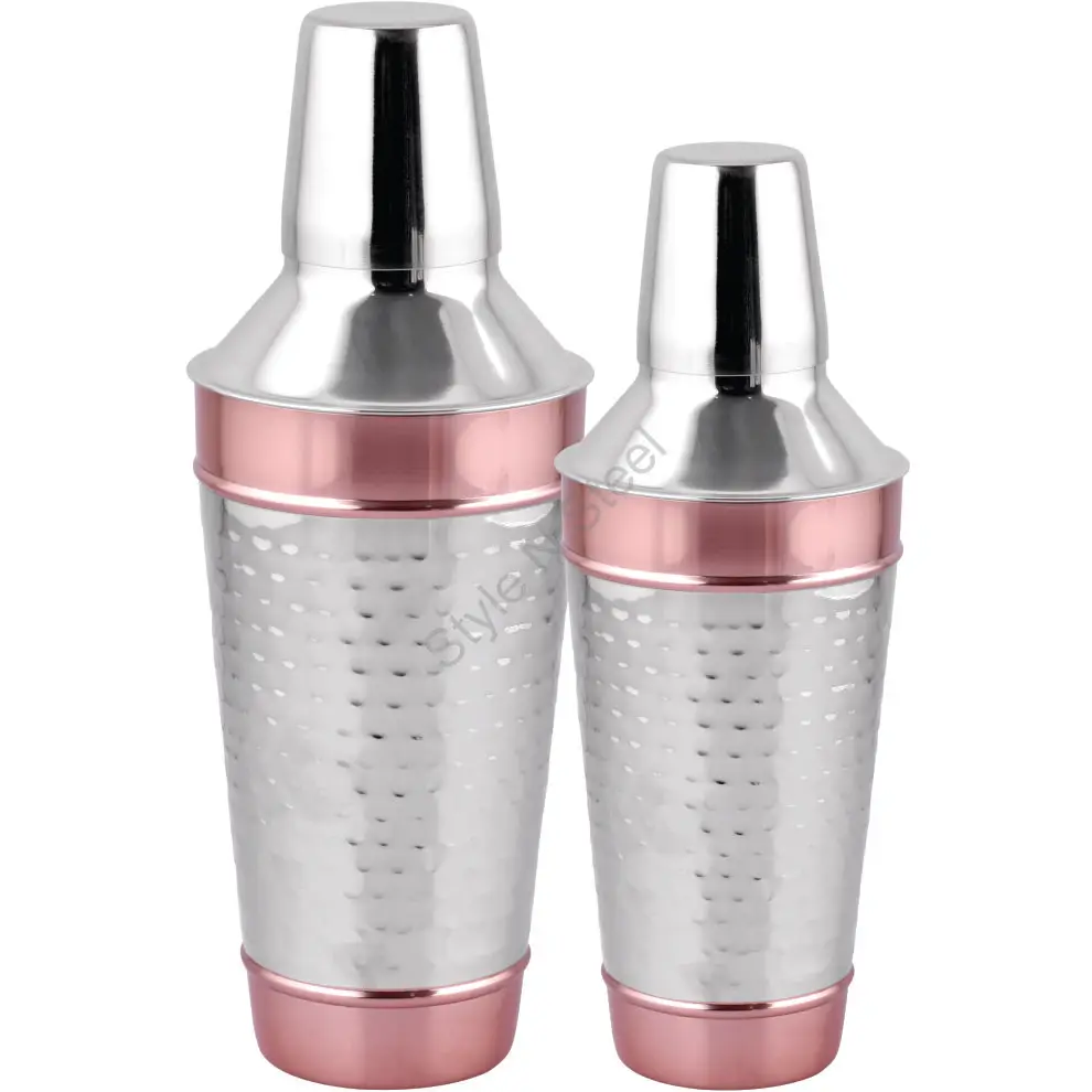 Stainless Steel Cocktail Shaker Middle In Hammered Design 500ml And ...