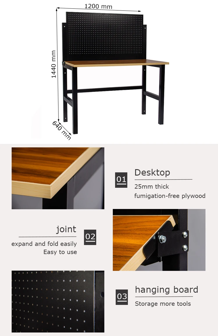 Neatly Foldable Workbench 25mm Desktop,Hooks,Warehouse Home Workshop ...