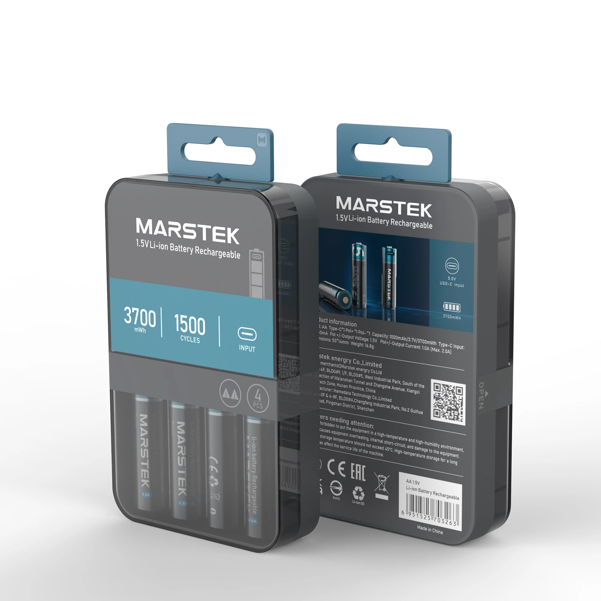MARSTEK 5070C AA Size Rechargeable Lithium Battery - 3700mwh