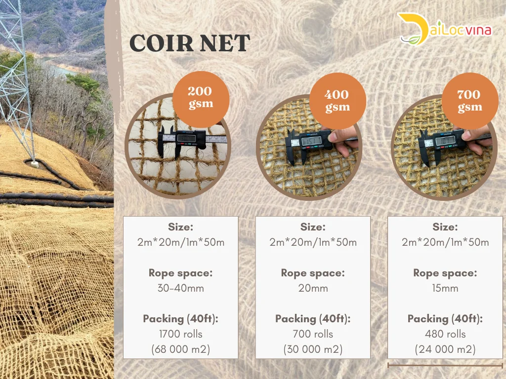 COCONUT COIR NET NATAURAL FIBER WOVEN NETS USED for EROSION CONTROL ...